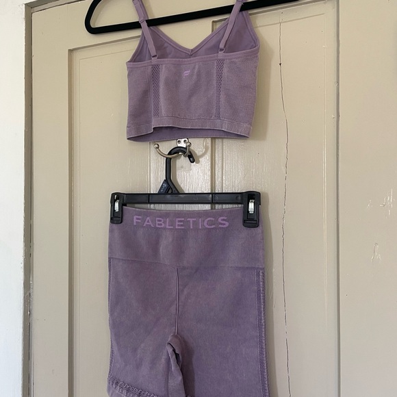 Fabletics | Shorts | Fabletics Lilac Activewear Set Shorts And Bra Matching Yoga Pilate Ribbed ...